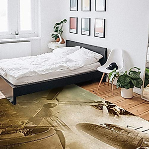 Area Rug, 4x6ft Fluffy Rugs for Living Room, Non-Slip Non-Shedding Shag Carpet for Bedroom Decor, Aircraft Battlefield Air War Area Rugs for Aesthetic Room Decor