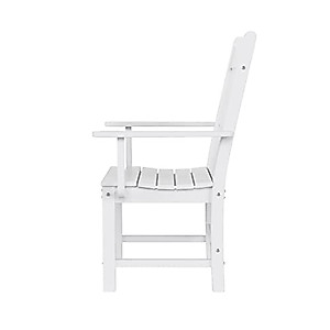 WO Outdoor Indoor Poly Lumber Dining Chair, All Weather, Fade UV Resistant Seat forPatio, Garden, Porch, Deck (White)