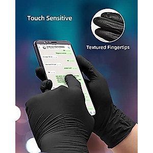 Glovary Black Cooking Gloves Disposable Latex and Powder Free Nitrile Glove Large 6 Mil, 100 Count, Hair Dye Cleaning, Food Grade Handling Service Gloves