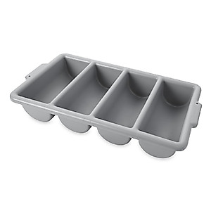 Rubbermaid Commercial Products 4-Compartment Cutlery Bin, Gray, Silverware Tray for Restaurant/Kitchen Use