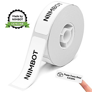 NIIMBOT D11White Label Maker Tape Adapted Label Print Paper 12*40 Standard Laminated Office Labeling Tape Replacement Pure Color (White, Medium)