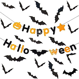 3D Bats Halloween Decoration.12Sizes Extra Large Black Bats Window Decal Wall Stickers Halloween Party Decoration Party Supplies-120PCS