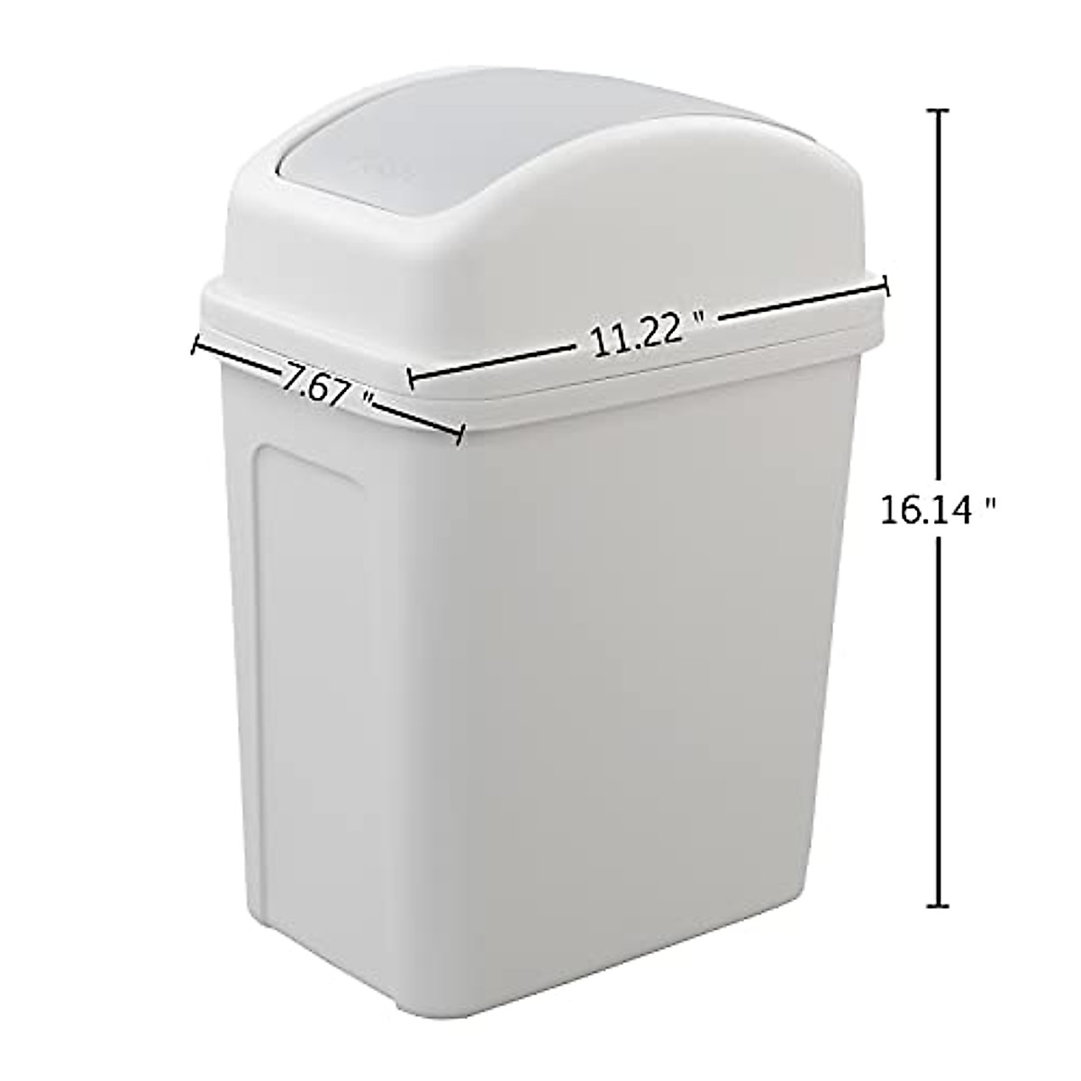 Vababa 3-Pack 4 Gallon Plastic Trash Can with Swing Lid, Swing-Top Waste Can, Gray