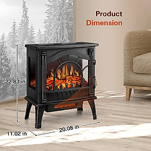 Havato Electric Fireplace Stove Overheating-Protection, Realistic Flame, 5100 BTU Output,Freestanding Electric Fireplace Heater for Indoor Use (20.08" W x 22.83" H)