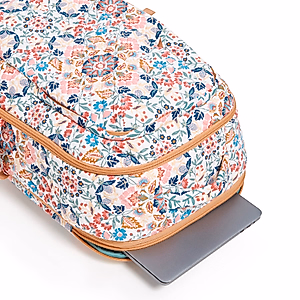 Vera Bradley Women's Cotton Large Travel Backpack Travel Bag, Enchanted Mandala - Recycled Cotton, One Size