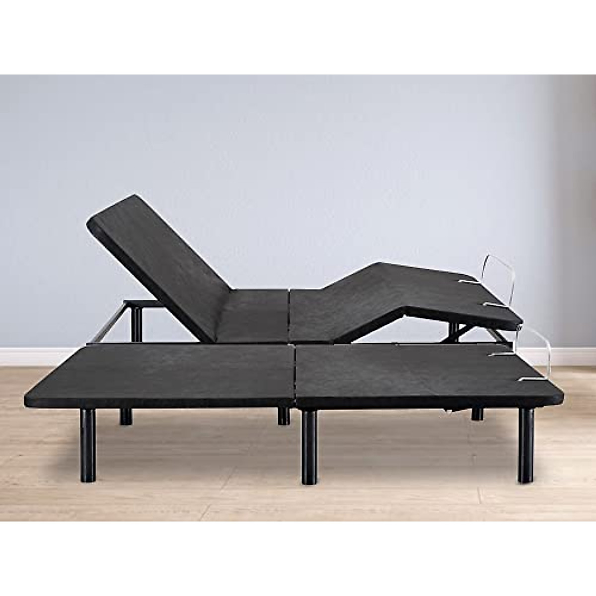 Split King Adjustable Base King Size 15" Split King Adjustable Bed Frame with Remote Base de Cama King Size Adjustable Bed Frame Black King Size Bed with 7 Positions Foldable Electric Adjustable Beds