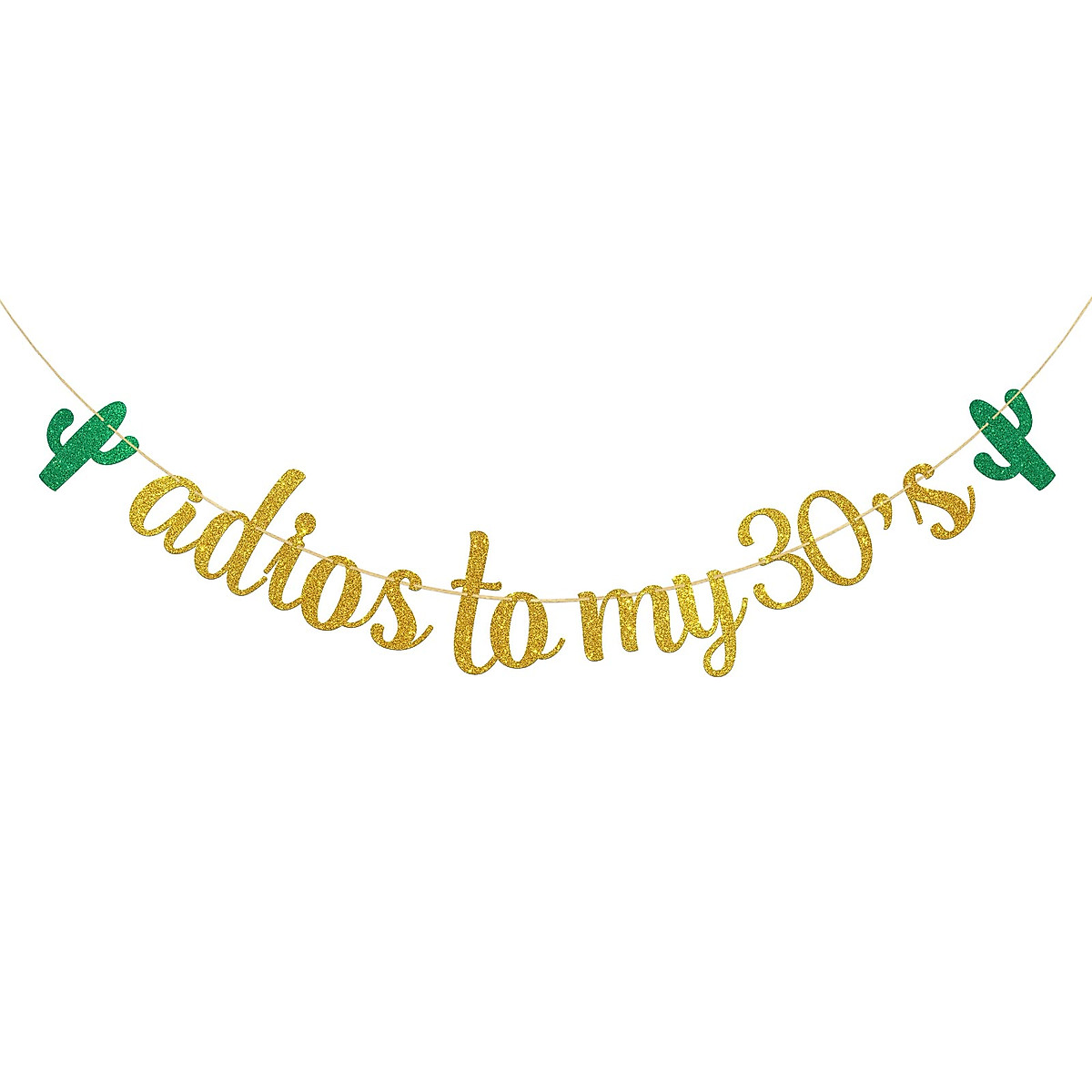 Dalaber Adios to My 30's Banner - Mexican Gold Glitter 39th,40th Birthday Party Decoration for Women, Men - Mexican Fiesta Theme Birthday Party Supplies