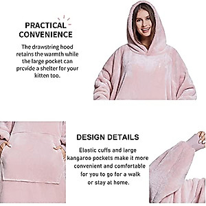 CozyLeep Wearable Blanket Hoodie for Adult Women Men - Warm and Soft Oversized Snuggle Blanket Sweatshirt Idea Gift for Birthday, Pink