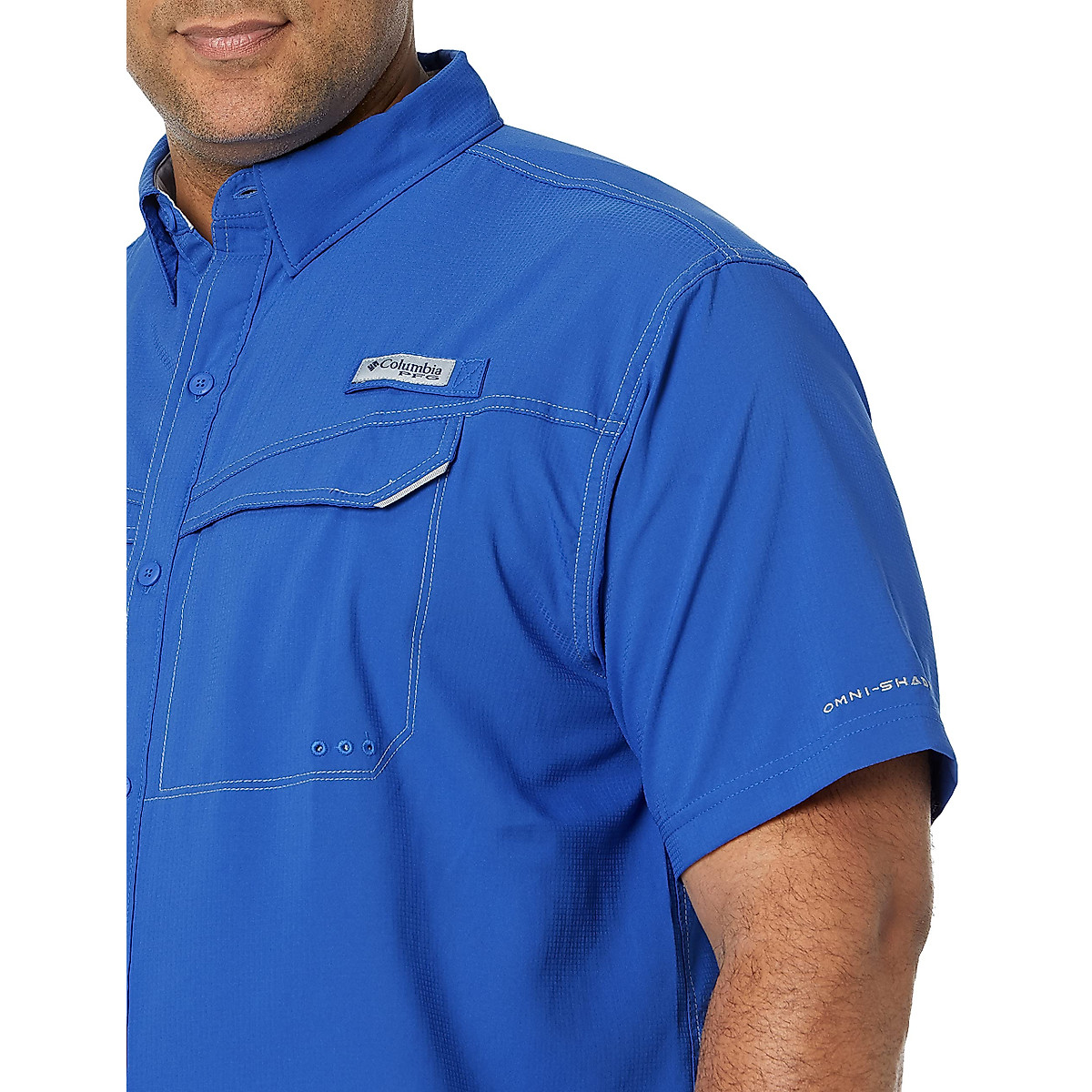 Columbia Men's Low Drag Offshore Short Sleeve Shirt, UPF 40 Protection, Moisture Wicking Fabric, Vivid Blue, X-Large