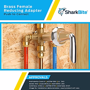 SharkBite 3/4 x 1 Inch FNPT Water Softener Adapter, Push To Connect Brass Plumbing Fitting, PEX Pipe, Copper, CPVC, PE-RT, HDPE, U086LFA