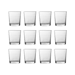 Fortessa Basics Arcade Everyday 12 Pack Set Glassware Great for: Mixed Drinks/Cocktails, Water, Juice, Iced Tea, Soft Drinks., Double Old Fashioned/Rocks, 13 Ounce