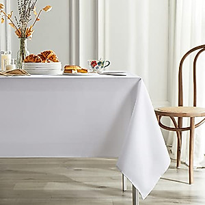MYSKY HOME White Tablecloths for Rectangle Tables - 60 x 102 Inch Table Cloth Washable Fabric for 6 Foot Table Polyester Tablecloth Decor for Buffet Table, Parties, Holiday Dinner, Wedding