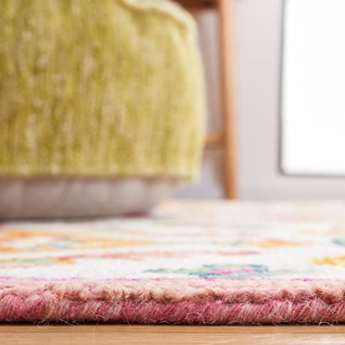 SAFAVIEH Blossom Collection 2' 3" x 12' Ivory/Multi BLM456A Handmade Premium Wool Tassel Entryway Foyer Living Room Kitchen Runner Rug