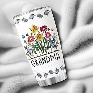 Water Granny Flower Cup Handle Floral Coffee Tumblers Nana Cups, Grandma Ever Nutrition Facts, Tumbler 20 Oz With Lid And Straw, Grandma Gifts