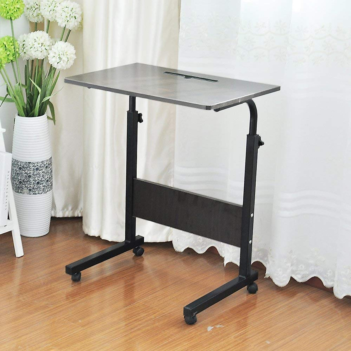 SogesGame Side Table,31.5in/21.6in Adjustable Laptop Stand Portable Cart Tray Bedside Computer Table,Sofa Side Bed Table with Wheels