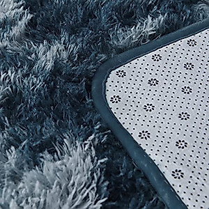 Rainlin Soft Fluffy Bedroom Rugs Indoor Shaggy Plush 3x5 Area Rug College Dorm Living Room Home Decor Floor Carpet Shag Non-Slip Nursery Rugs, Blue