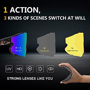 OULAIQI Baseball Sunglasses for Men Women with 3 Interchange Lens Watertransfer Motorcycle TR90 Cycling Glasses