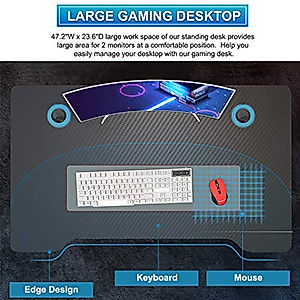FDW 47/55 Inch Computer Desk Gaming Desk Writing Desk Office Desk Student PC Desk Extra Large Modern Ergonomic Racing Style Table Workstation for Adult Teens,Black (47 inch)