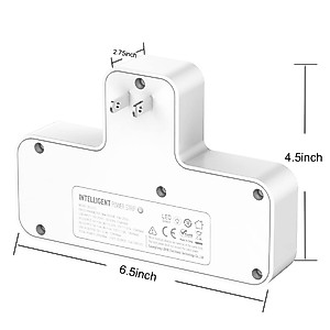 Wall Mount Outlet Extender with 3 USB Charging Port (1 USB C Port) Power Strip with a Touch-Control LED Night Light Max 10A 2500W Flat Plug Universal Socket Spaced Outlet