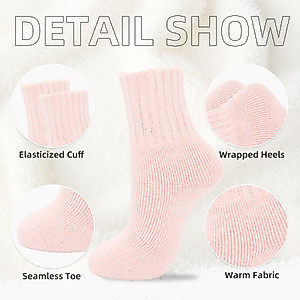 Zando Womens Merino Wool Socks for Women Long Thick Socks Winter Warm Cozy Socks Cute Boot Crew Socks Women's Athletic Running Cycling Hiking Sock Light Pink