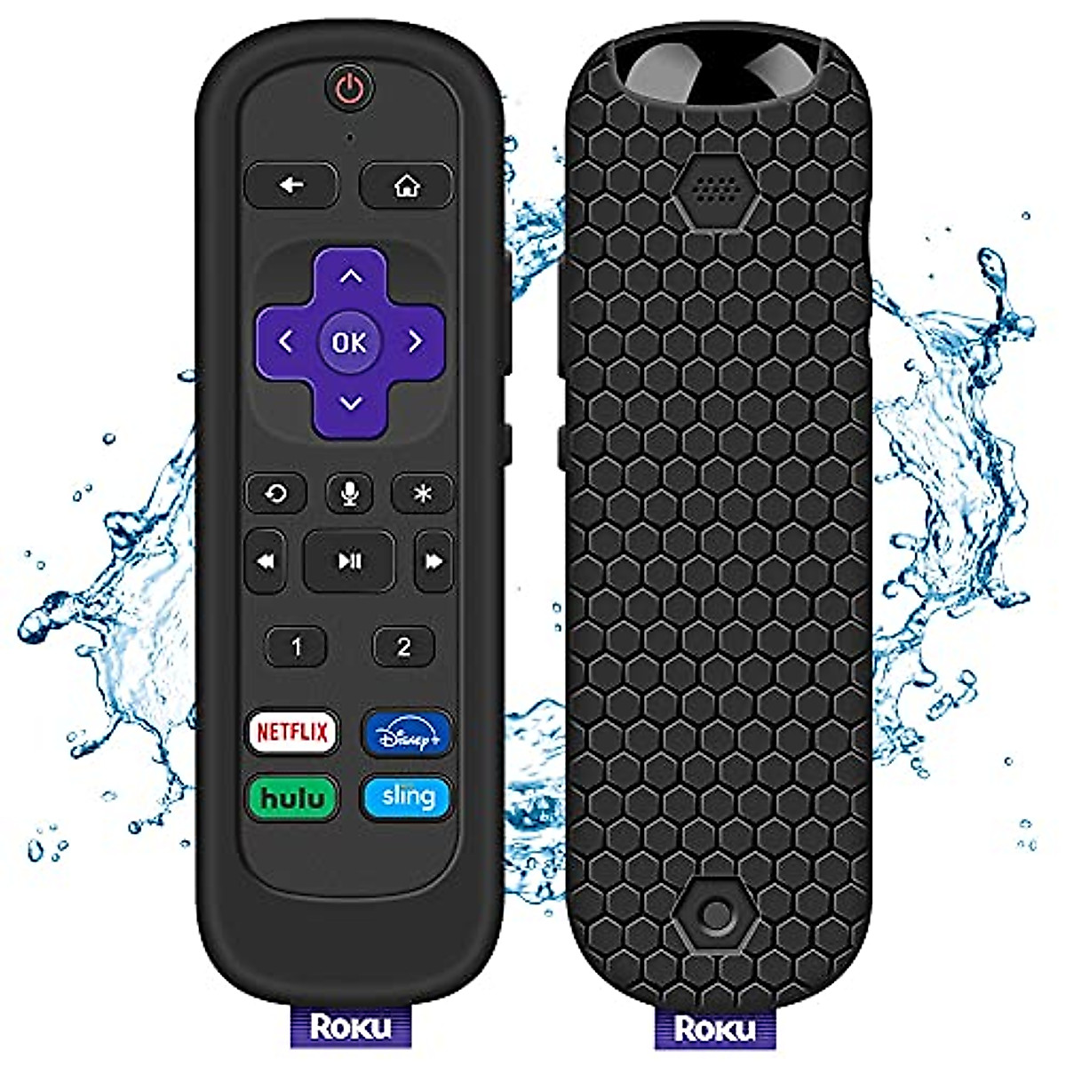 Case for Roku Voice Remote Pro, Cover Roku Ultra 2020/2019/2018 Remote Control Silicone Protective Controller Back Sleeve Holder Universal Replacement Skin New Battery Protector(Black)