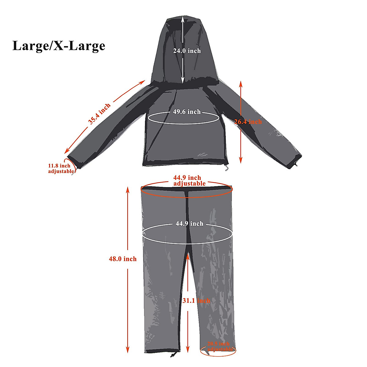 Sofiey 4 Pieces Mosquito Net Suit– Jacket Hood & Pants& Mitts & Socks Sets Light-Weight& Breathable Mesh Clothing for Men & Women, Ideal for Fishing, Hiking, Camping, Farming and Gardening (L/XL)