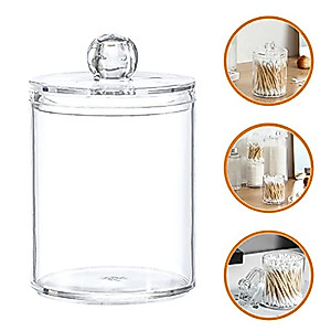 CUBTOL Lid Pads Swab Clear Ball with Canister Holder, Qtip Bathroom for Organizer Organization Storage Pad Small Dispenser Plastic Transparent Organizer, Holder Cotton Containers Vanity