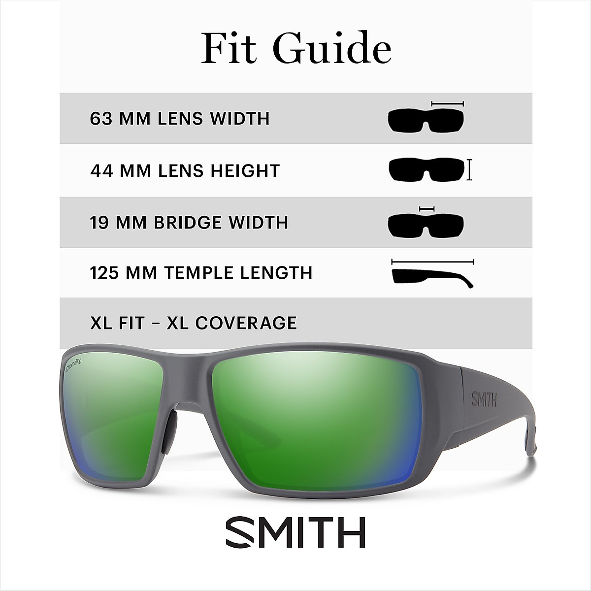 SMITH Guide’s Choice XL Sunglasses – Extra Large Performance Sports Active Sunglasses for Biking, Fishing & More – For Men & Women – Matte Cement + Green ChromaPop Glass Polarized Mirror Lenses