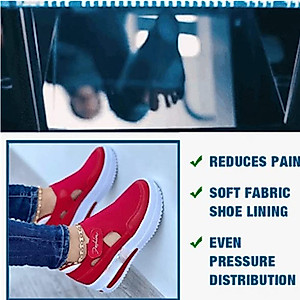 2023Women's Orthopedic Shoes,Casual Breathable Mesh Flat Sneakers,Round Toe Thick Heel Buckle Hook Loop Work Shoes (Black,10,10)