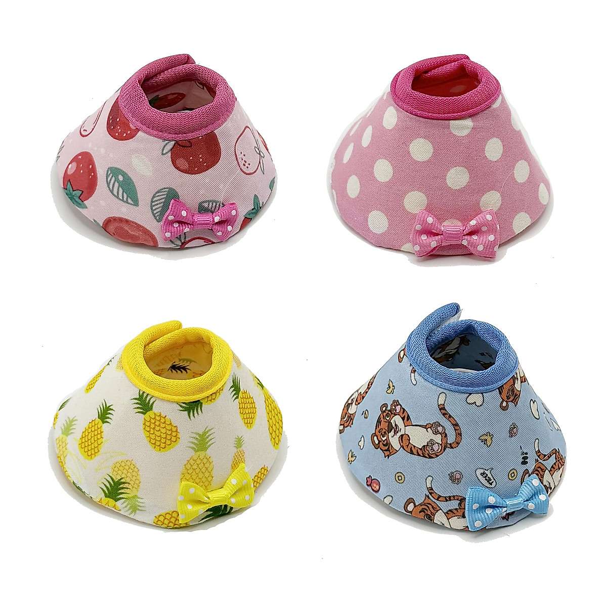 NABOO 4PCS Birds Anti-bite Elizabethan Collars, Anti-Grab Feather Plucking,Recovery Collar Cones,Adjustable Neck Cone,Large, Yello,Blue,Pink