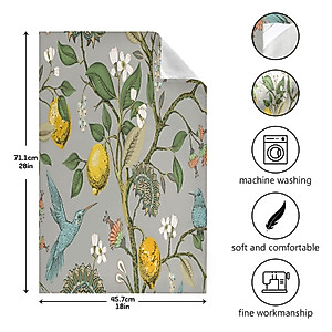 ALAZA Birds Lemons Flowers and Hummingbirds Decorative Kitchen Dish Towels Set of 6,Soft and Absorbent Kitchen Hand Towels Home Cleaning Towels Dishcloths,18 x 28 Inch