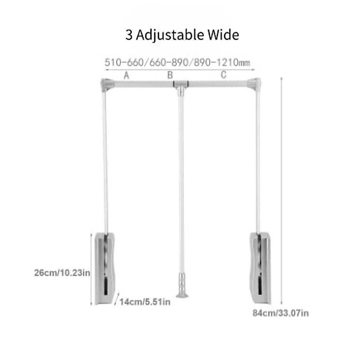 Nisorpa Pull Down Closet Rod Wardrobe Lift Wide Adjustable 35-48inch Aluminium Retractable Cabinet Rail Lifter Hanger Organizer Storage System Buffer Return Space Saving Weight Capacity 23lbs