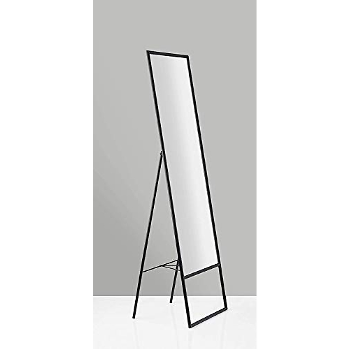 Adesso Alfred Full Length Simple, Modern Matte Black Floor Mirror with Folding Frame