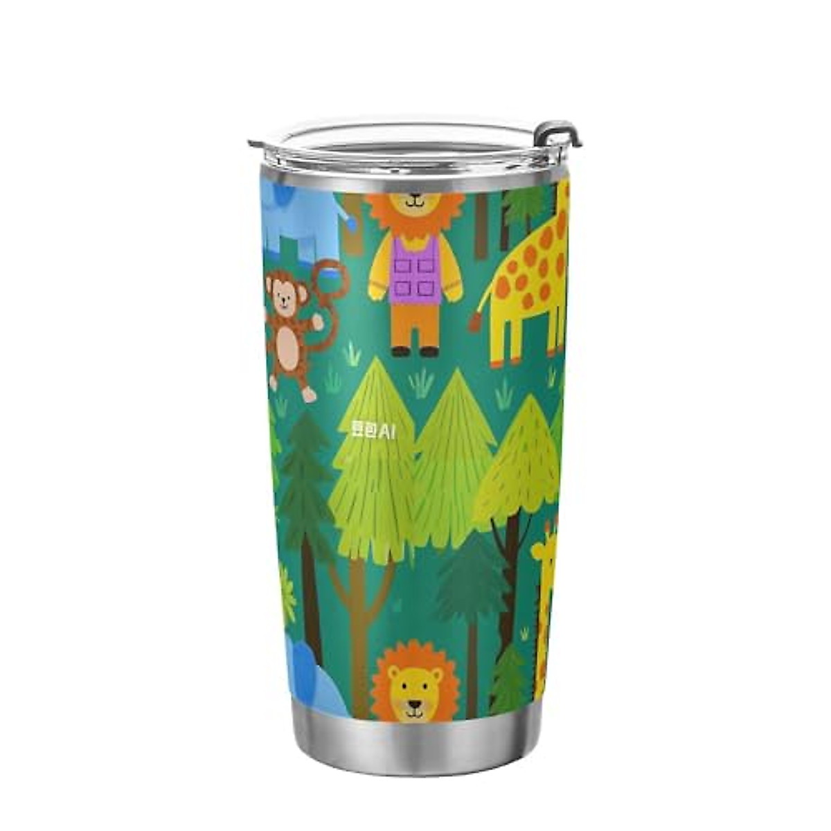 HXshaoye animal jungle giraffe elephant monkey Stainless Steel cups with lids Leak-proof Lid and Straw mugs for coffee for travel modern coffee travel mug 20 oz vaso para cafe termica 20oz
