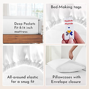 California Design Den Natural 100% Cotton Sheets Full Size Bed Set with Deep Pockets - Soft Sateen Weave, Durable and Cooling Full Size Bed Sheets - White