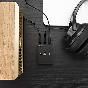 3.5 mm Audio Switcher, 2 Ports Audio Splitter Box (2 in 1 Out / 1 in 2 Out) Mini Headphone Manual Selector Converter with Bonus 47.2 in (120 cm) Cable, No External Power Required