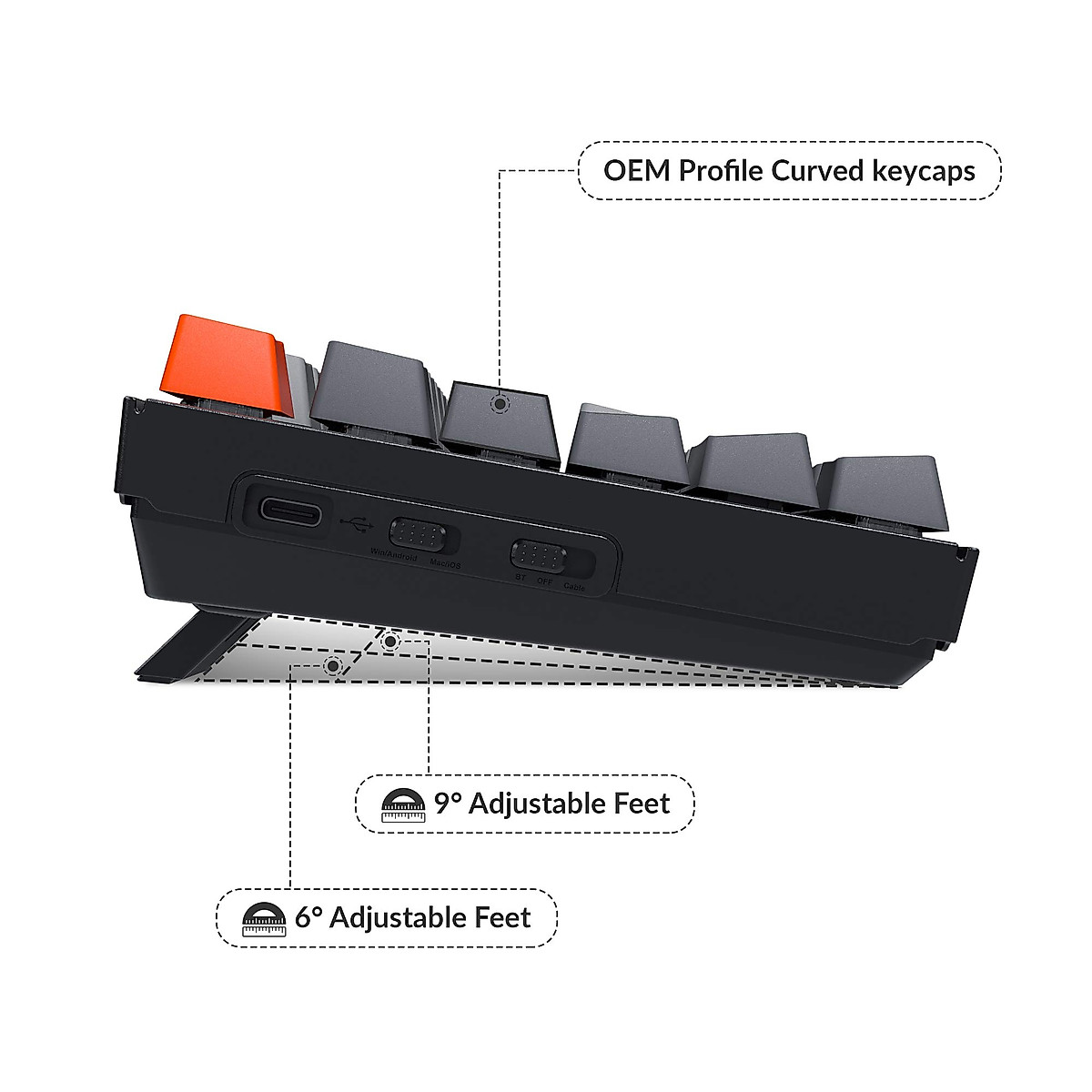 Keychron K8 Hot-swappable Wireless Bluetooth/Wired USB Mechanical Keyboard with Gateron G Pro Blue Switch/White LED Backlight/N-Key Rollover, Tenkeyless 87-Key Computer Keyboard for Mac Windows