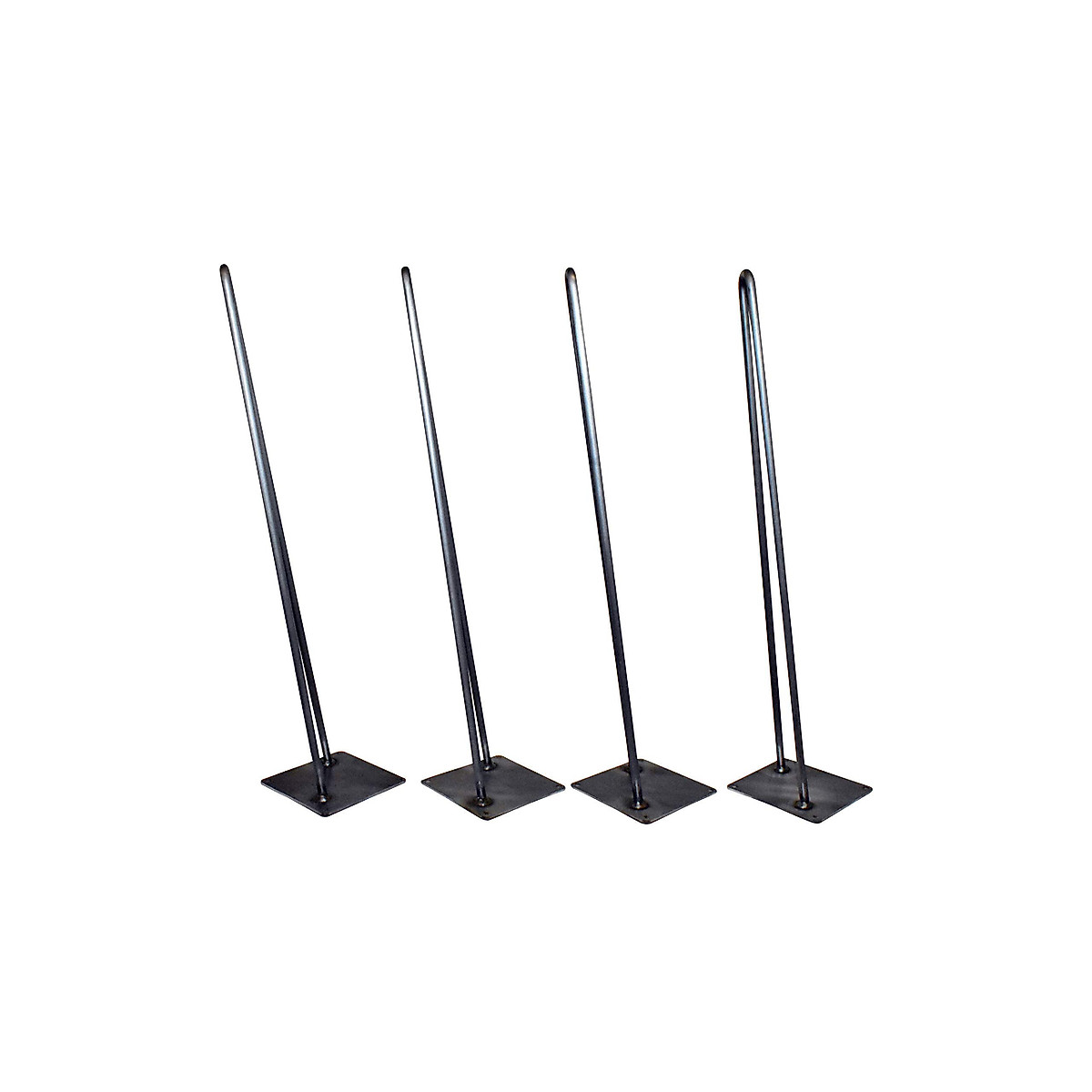 Hairpin legs set of 4Industrial,2-rod Hairpin legs,12" to 28" high Choose from Size and raw,Powder coated Clear matte,and powder coat Matte flat Black | Ships free in 48Hr. Made in the USA