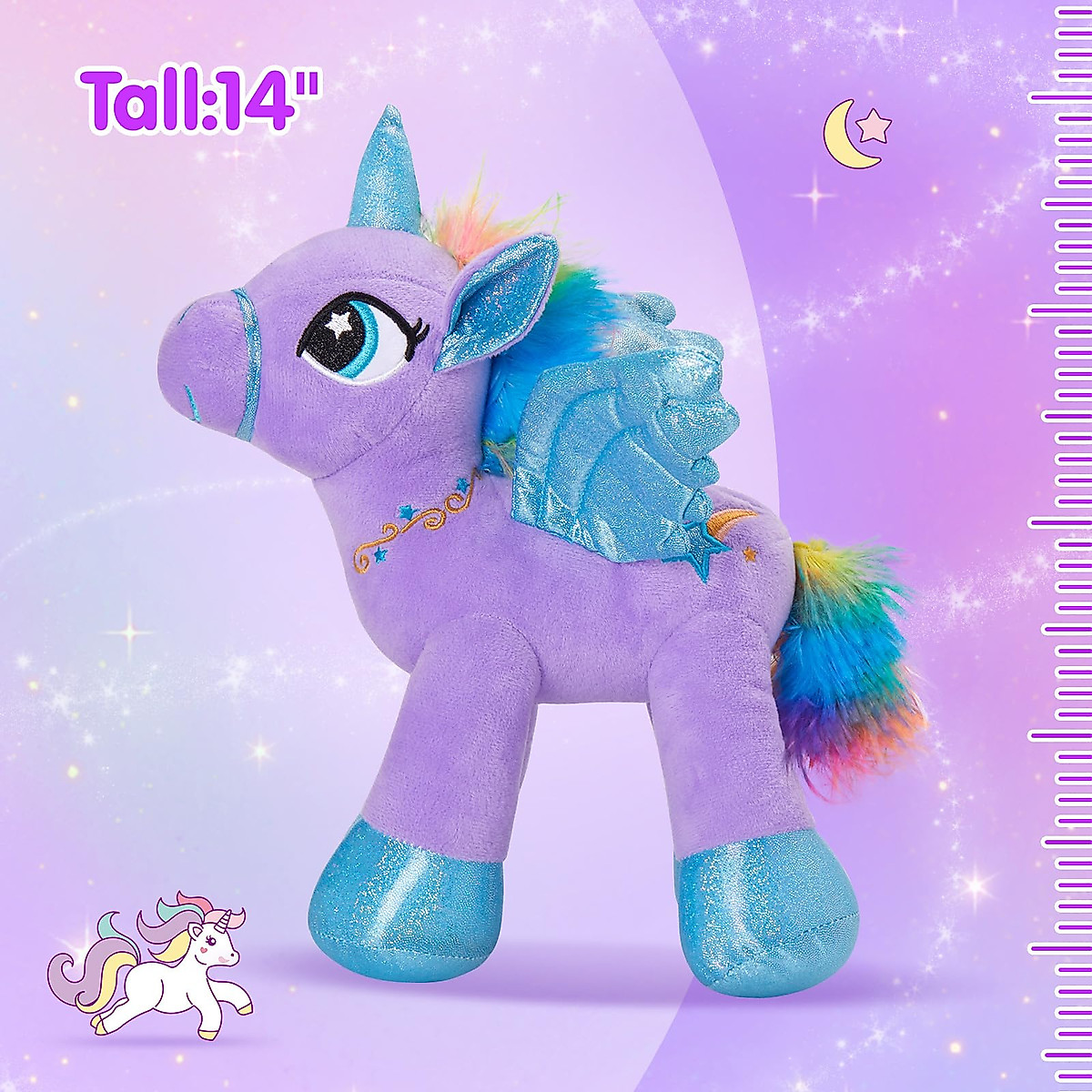 Houwsbaby LED Musical Stuffed Animal Unicorn Soft Singing Light Up Plush Toy Lullaby Animated Soothe Birthday Gifts for Kids Toddler Girls, White, 10.5''