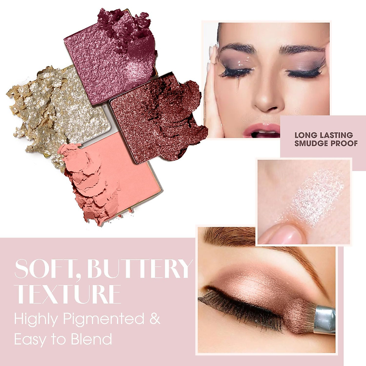 Lamora Nude Pink Eyeshadow Palette - 12 Rose Highly Pigmented Shimmer & Matte Shades - Travel Size Makeup Palette with Mirror