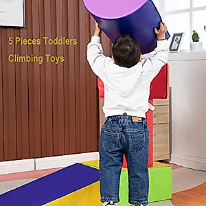 Dkelincs Climbing Toys for Toddlers 1-3, 5-Piece Crawl and Climb Foam Soft Play Equipment, Foam Climbing Blocks Activity Play Structures Indoor Baby Climber Sets