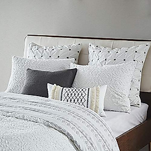 INK+IVY Comforter, Cotton Clipped Jacquard Season Down Alternative Cozy Bedding with Matching Shams, Full/Queen(88"x92"), Mill Valley, Gray Reversible to White Aztec Print 3 Piece