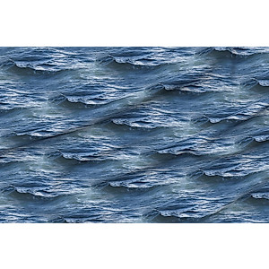 Spoonflower Fabric - Ocean Water Sea Waves Blue Nautical Aquatic Printed on Petal Signature Cotton Fabric Fat Quarter - Sewing Quilting Apparel Crafts Decor