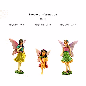 PRETMANNS Fairy Garden Fairy Figurines - Fairies for Fairy Gardens - Small Garden Fairies - Cute Fairy Garden Accessories for a Miniature Fairy Garden - Fairy Figurine Set 3 Pcs
