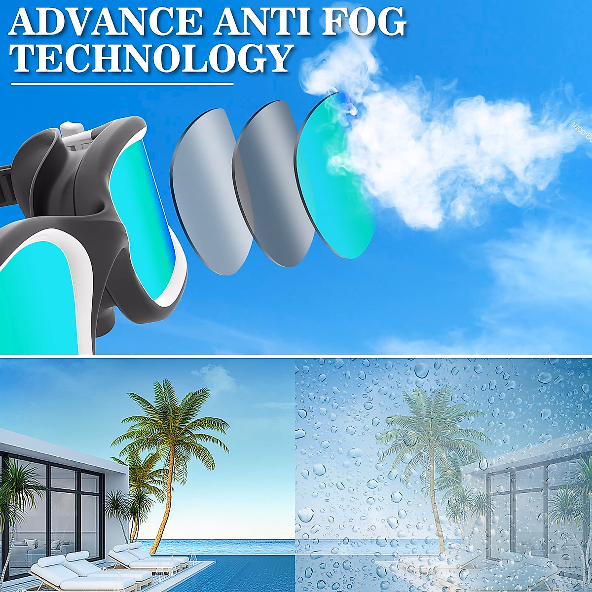 WIN.MAX Polarized Swimming Goggles Swim Pool Goggles Anti Fog Anti UV No Leakage Clear Vision for Men Women Adults Teenagers