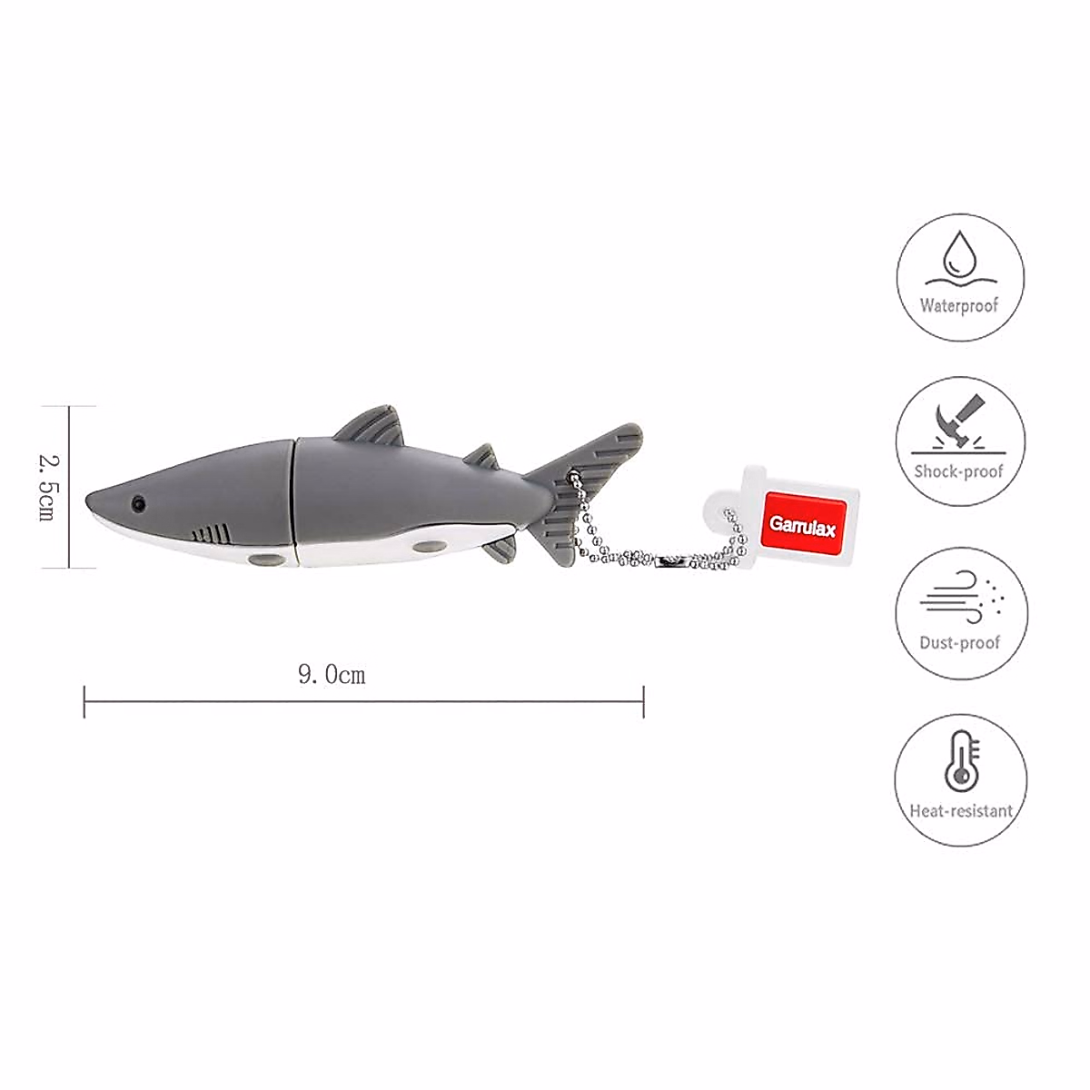 GARRULAX USB Flash Drive, 8GB / 16GB / 32GB USB 2.0 Cute Shape USB Memory Stick Date Storage Pendrive Thumb Drives for Kids Children Collegue Student (16GB, Shark)