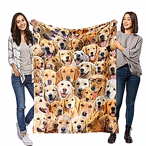 HSELOGI Golden Retriever Blanket Gift for Dog Lover Funny Dog Print Fleece Blanket Home Decor Plush Fuzzy Blanket Cute Puppy Blanket Throw for Kids Girls Boy for Adult Women Sofa Bed Chair 60"x80"