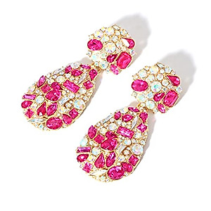 KELMALL Sparkly Rhinestone Chandelier Waterdrop Dangle Earrings for Women - Elegant Crystal Teardrop Statement Jewelry