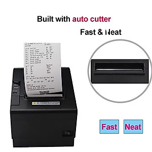 80mm Receipt Thermal Printer Auto Cutting Paper Bluetooth Wireless 3 inch Bill QR Code Barcode USB Bluetooth iOS Android (USB+Bluetooth Port)