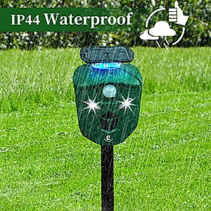 Redeo 360° Solar Animal Repeller with Motion Sensor Cat Repellent Outdoor Ultrasonic Deer Repellent Devices Waterproof Dog Deterrent for Yard, Repel Raccoon Skunk Out of Garden - USB Rechargeable
